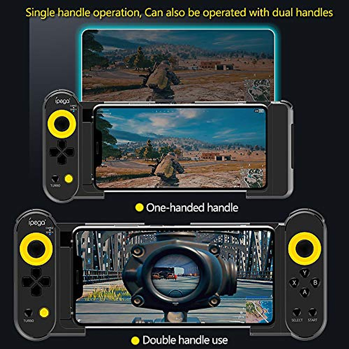 ipega PG-9167 Mobile Game Controller, With Stretchable Wireless 4.0 Smart PUBG Gamepad Controller for Samsung Galaxy S10/S10+ /S21 S22+5G/Huawei Mate40 Pro P40 P30 Android Mobile Smartphone Tablet