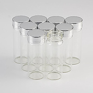 12units 30x80mm Empty Jars Glass Bottle with Aluminium Silver Color Screw Cap 40mlSealed Liquid Food Gift Container (12, 40ML-Silver Lid)