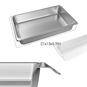 EGGKITPO Stainless Steel Pan 6-Pack 6 Inch Deep Full Size Pans Catering Storage Metal Food Pan Commercial Steamer Pan Food Catering Trays for Hotel Steam Table Tray for Food Warmer