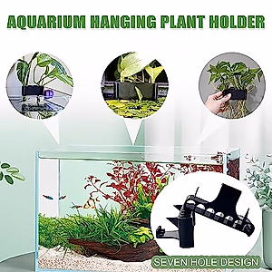 GTRA 2PC 7 Holes Upgraded Aquarium Plant Holder, Aquatic Plant Cup Fish Tank Plant Holder for Aquarium Living Fish Tanks Aquarium Planting Aquascape Decorations on Top of Tank (Black)