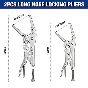 WORKPRO 5-Piece Locking Pliers Set, Pliers Tool Set, Vice Grips with Chrome-vanadium Steel, 5/7/10 inch Curved Jaw Pliers, 6.5/9 inch Long Nose Pliers