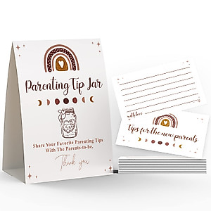Toctose Advice for New Parents, Parenting Advice Card, Baby Shower Party, Tips for the Parents To Be，Includes a 5x7 Standing Sign and 25 4x6 Advice Cards(JYC028)