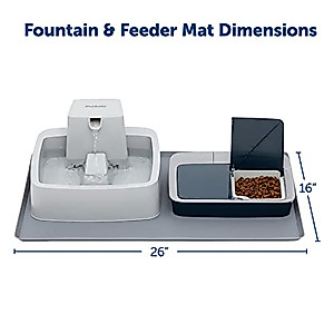 PetSafe Fountain and Feeder Mat, for Dogs and Cats, Silicone Food and Water Placemat, 26 in X 16 in, Waterproof, Dishwasher Safe, Pet Food Mat with Lip