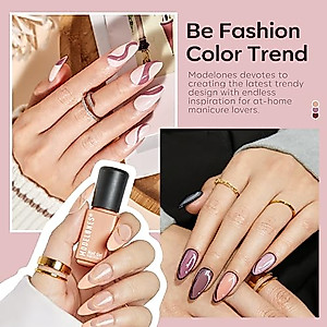 modelones Gel Nail Polish Kit with U V Light 48W Nail Dryer 7 Nude Colors Gel Nail Polish Set, No Wipe Base Top Coat, Nail Primer, Nail Art Decorations, Integrated Manicure Tools Kit,Gift for women