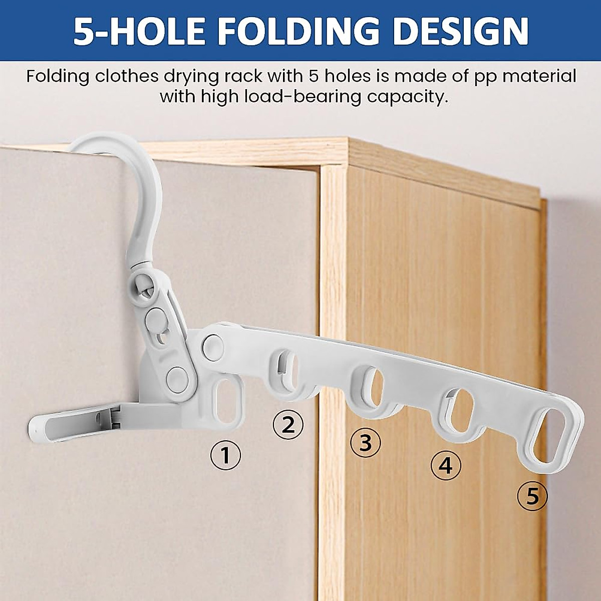 PUXING 2pcs Foldable Drying Rack Foldable Laundry Drying Rack Portable Travel Hanger with 5 Holes Travel Portable Clothes Hanger Saving Space Multi-Functional Collapsible Laundry Rack(Color:Grey)