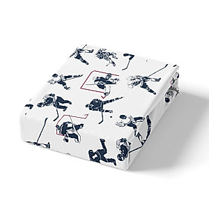 Ice Hockey Bed Sheet Set Full Kids Sports Event Bedding Set Hockey Player Fitted Sheet for Boys Bedroom Decor Soft Winter Sports Hockey Puck Bed Cover,Full 1 Fitted Sheet+2 Pillowcases（No Flat Sheet）