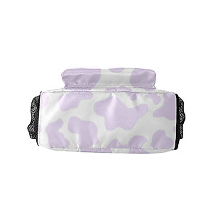 Cow Pattern Purple Backpack Personalized Name Waterproof Travel Bags for Men Women