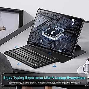 INFILAND Samsung Galaxy Tab S8 Plus/ S7 FE/ S7 Plus Backlit Keyboard Case, Multi-Angle 7 Colors Backlight Detachable Wireless, Black