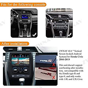 ZWNAV One din Android 9.0 Tesla Android Car Stereo for Honda Civic 2016-2019, Car GPS Navigation Head Unit, in-Dash DSP, HDMI Output, Support Carplay, Android Auto, Bluetooth 5.0, PX6, Fast Boot