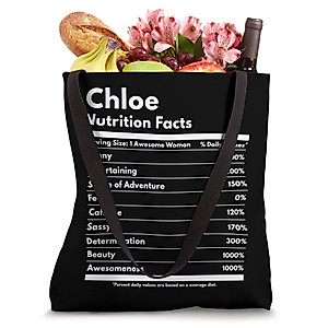 Chloe Nutrition Facts Gift Funny Personalized Name Chloe Tote Bag