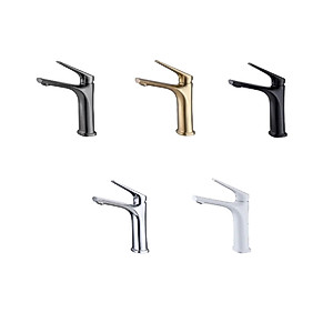 CUFTOBJM Gold Black Chrome Bathroom Sink Faucet Single Handle Hot and Cold Mixer Faucet Brass Washbasin Modern Faucet Deck Mount (Color : Gold)