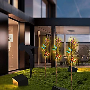 LoveNite Solar Garden Lights, 2 Pack Butterfly Stake Lights Outdoor, Waterproof Solar Butterfly Decorative Landscape Lights for Pathway Backyard Patio Lawn Christmas Party Decor