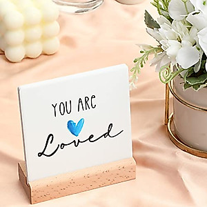 Cunhill Inspirational Quotes Desk Decor Positive Plaque With Wooden Stand Motivational Sign Graduation Gifts for Colleague Coworker Nurse Teacher Granddaughter (You Are Loved)