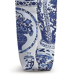 Chinoiserie Vase and Plate Toile Blue and White Tote Bag