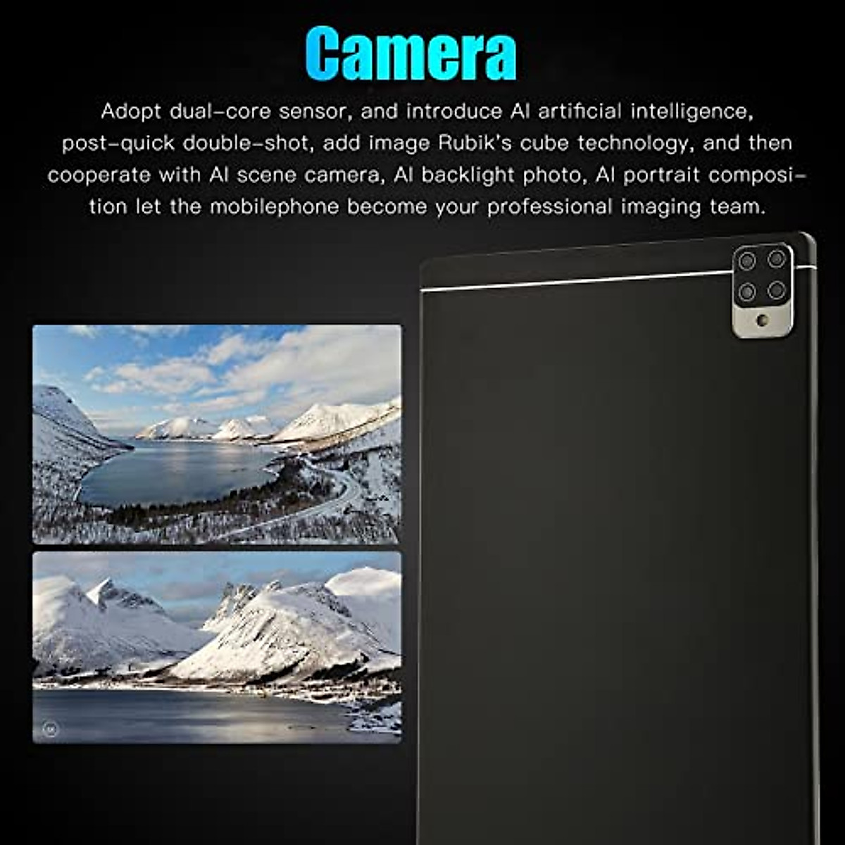 Android 12 Tablet, 10.1in HD LCD Screen Display, 5G WiFi Calling Pad, Front 200w Rear 500w Dual Camera, Long Lasting Battery, 10 Cores CPU Tablet PC 6GB 128GB(Black)