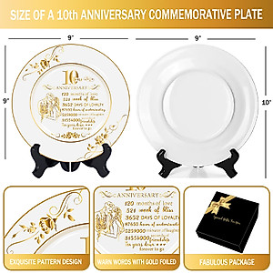 SHUNNIUB Fabulous 10th Anniversary Wedding Gifts, Luxurious 24K Gold Foil 10th Commemorative Plate Anniersary-Gifts for Him Her Couple