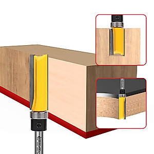 MNA Top Bearing Flush Trimer Bit 4 Pcs Set, Pattern Flush Trim Router Bit Set, 1/4 Inch Shank. Great for Edging, Veneer, or Laminate