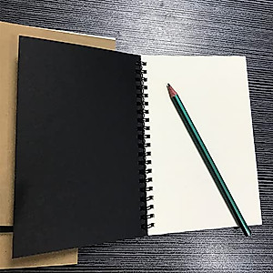ZAYOIZY Spiral Bound Sketch Book Kraft Paper Sketch Pad Unlined Notebook, Wirebound Sketching Book/Pad for Drawing Painting