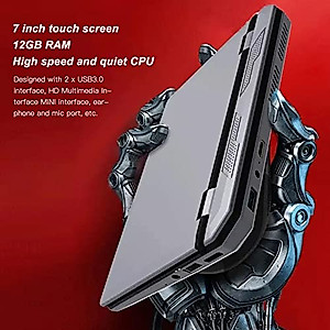 7.0 Inch Touch Screen Ultra Light Mini Laptop, for J4105 High Speed CPU, 12GB RAM 64GB ROM Notebook Computer, Dual Band WiFi, 2 X USB3.0, 2MP 30fps HD Front Camera,BT4.2 (12G+1T US Plug)