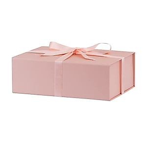 MUMUPACK Gift Box 8x7x3.3 Inches,Pink Gift Box with Lid, Storage Box Ribbon Magnetic Closure for Luxury Packaging Box for Presents,Wedding Christmas Birthdays Gift Packging