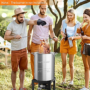 ROVSUN 30QT Turkey Fryer Pot & Seafood Boil Pot with Strainer Basket, Lid, Hook & Steamer, Aluminum Stock Pot for Turkey Frying & Crab, Lobster, Shrimp Boiling for Outdoor Cooking & Gatherings