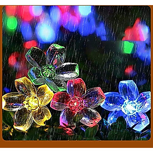 Solar Light String, Outdoor Waterproof Light String Garden Christmas Decoration Lights 39 feet 100 LED Solar Cherry Peach Flower String Light, Suitable for Home, Garden, Terrace, Wedding and Party
