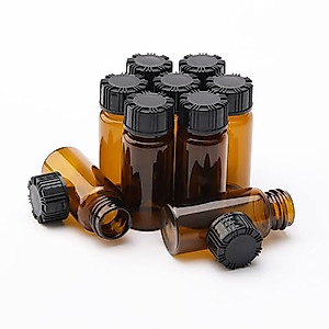 Newzoll Liquid Sample Glass Bottles Vials Screwcap Brown Bottles Capacity 10ml,1/3 Oz Pack of 50