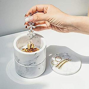 JIMEI Marble Jewelry Box Organizer Two-Tier Resin Storage Container with Removable Lid for Ring Necklace Bracelet Earrings, Rings and Accessories