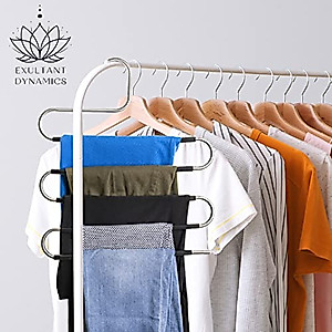 Exultant Dynamics - Stainless Steel Pant Hangers - Essential Hangers Space Saving Bundle - Set of 5 – Organizer for Clothes – Closet Space Saver – Hang 25 Clothing Items