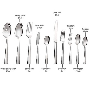 45-Piece Silverware Flatware Cutlery Set Service for 8, Durable 18/0 Stainless Steel Tableware in Ergonomic Design Size and Weight, Dishwasher Safe