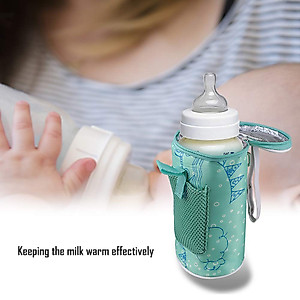 Topwon Baby Milk Bottle Warmer Bag Portable USB Breast Milk Keep Warm Bag Insulated Baby Bottle Tote Bag for Outside Walk, Shopping, Travelling