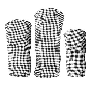 Sunfish Tartan Golf Headcover Set Black and White Plaid Houndstooth - Driver, Fairway, Hybrid