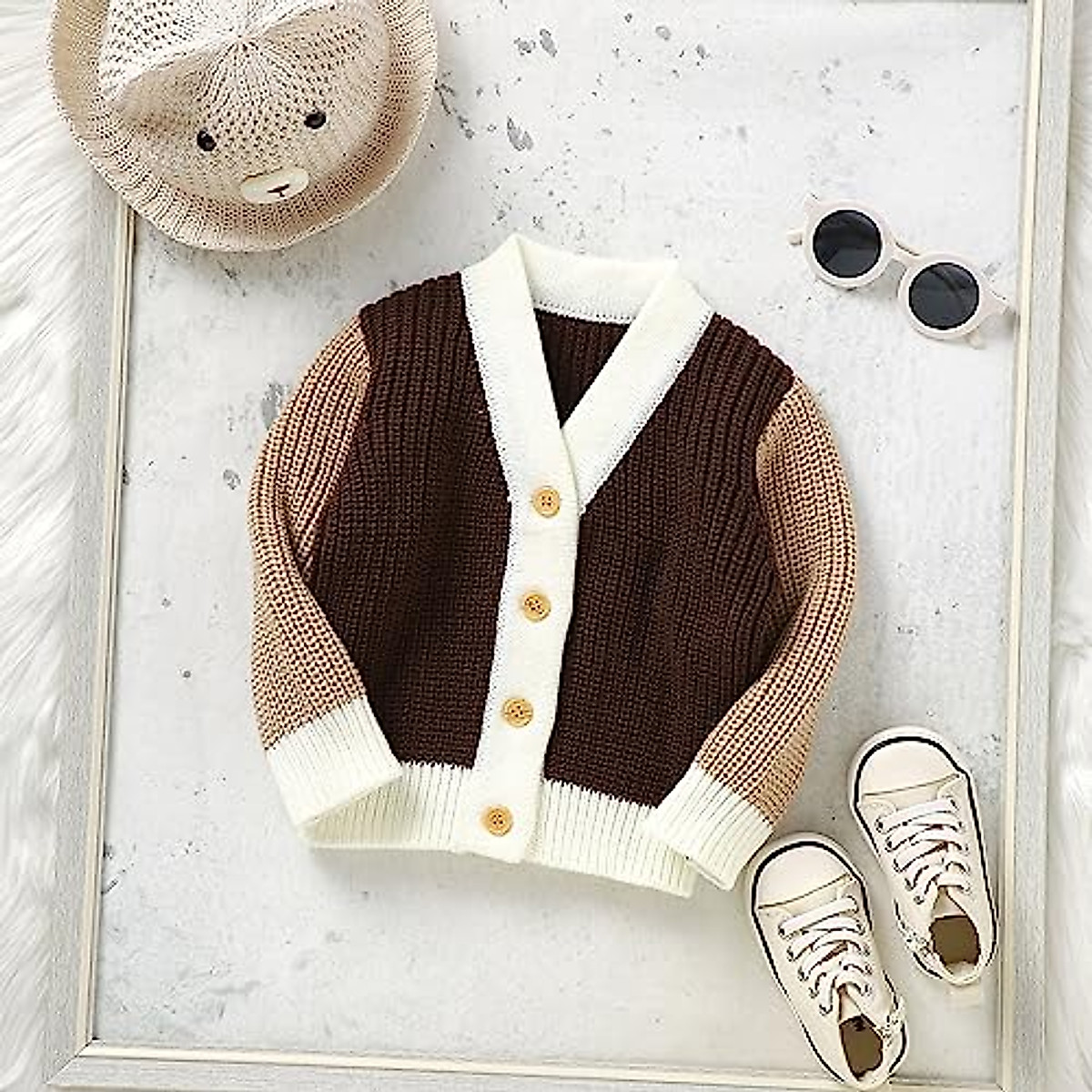 Newborn Baby Knit Cardigans Ear Hooded Sweaters Newborn Knitwear Buttons Long Sleeves Coat Outwear Knit Tops Outfits