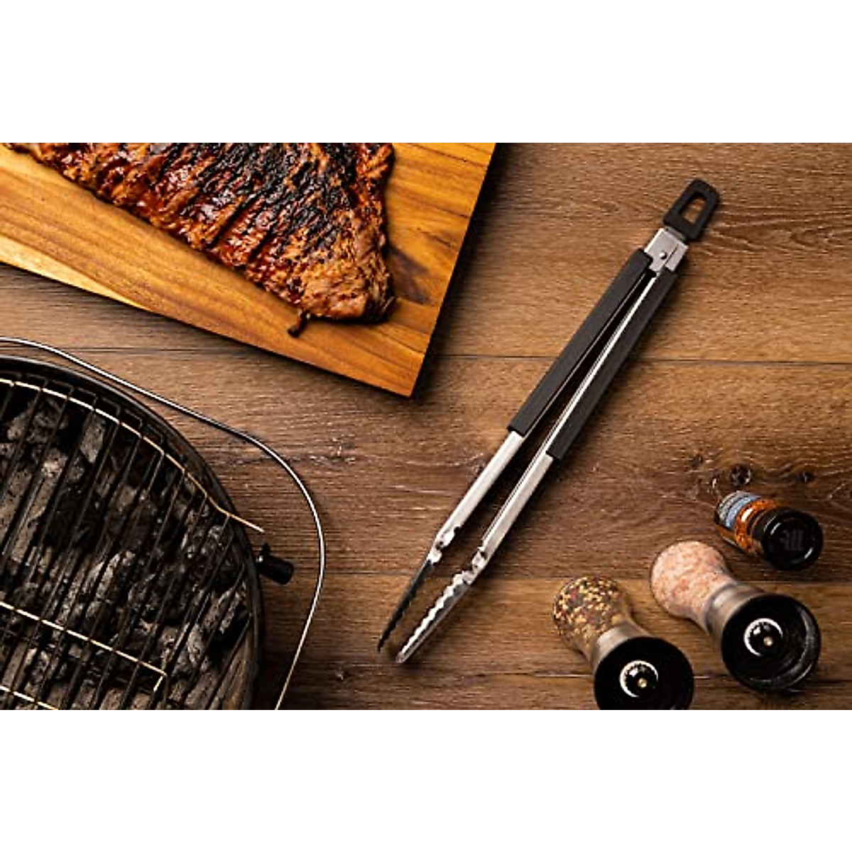 Dropkick Your Old Tongs, GRILLHOGS 16-Inch Barbecue Tongs Are the Only Equipment That Can Handle Your Massive Meat, Stainless Steel + Soft Grip BBQ Tongs, Premium Grill Tongs
