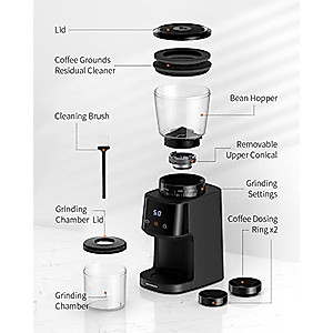 SHARDOR Conical Burr Coffee Grinder with Digital Timer Display, Electric Coffee Bean Grinder with 31 Precise Settings for Espresso/Drip/Pour Over/Cold Brew/French Press, Matte Black