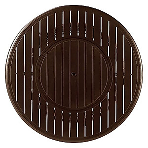 Round 44 in. x 44 in. Aluminum Propane Fire Pit Table with Glass Beads, Two Covers, Lid, 57,000 BTUs in Brown Finish