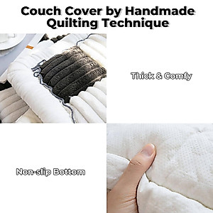 FUNNY FUZZY Couch Covers for Sofa, Pet Mat Bed Couch Cover Washable Pet Bed Cover Cream-Colored Large Plaid Square Protective Furniture Sofa Cover, 27.6"×59.1"