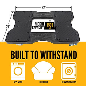 US Cargo Control Heavy Duty Moving Dolly from Snap-Loc 21 Inch x 32 Inch - Steel Frame Dolly Cart with Optional E-Track Attachments - Moves Up to 1,500 Pounds in Cargo