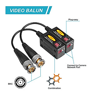 eoere 20 Pairs Passive HD BNC Video Balun Transceiver Transmitter AHD/TVI/CVI/CVBS Cable Connectors for 720P/960P/1080P/3MP/5MP/8MP CCTV Security Cameras