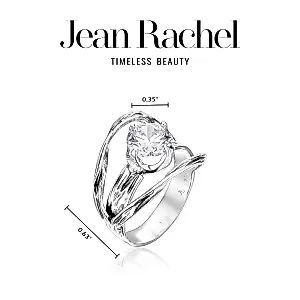 JEAN RACHEL JEWELRY 925 Sterling Silver Ring With White Round Cubic Zirconia Prong, Vintage Antique Look, Hypoallergenic, Nickel and Lead-free, Artisan Handcrafted Designer collection, Made In Israel