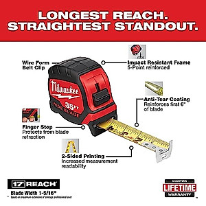 Milwaukee 35 ft. Wide Blade Premium Tape Measure (48-22-0235)