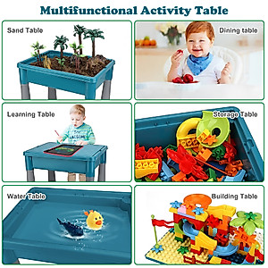 INKPOT Kids 5-in-1 Multi Activity Table Set, Learning Play Table with Storage Includes 85 Pieces Large Building Blocks Set for Toddlers Age 1 2 3 Educational Toy Bricks Gift for Kids