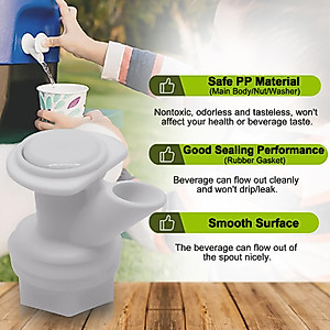 LERGNA 5-Pack Push Button Spigot Kit Replacement Compatible with Igloo Coolers 2, 3, 5&10 Gallon, Replacement Spout for Igloo Water Jug, Beverage Cooler Valve with Gaskets and Nut, BPA Free, PP,White