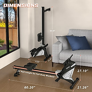 Upgo Rower Magnetic Rowing Machine Indoor Foldable Rower with 8 Level Adjustable Quiet Magnetic Resistance, Ergonomic Seat & LCD Monitor Cardio Exercise Training Max Weight 350 lbs