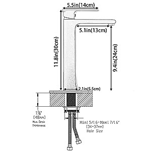 Contemporary Single Handle Tall Vessel Sink Bathroom Faucet, Lavatory Basin Mixer Tap,Chrome