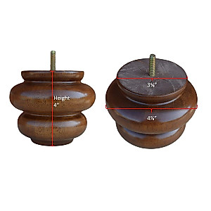 BingLTD - 4" Walnut Hardwood Turned Sofa Legs - Set of 4 (P124-163)