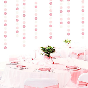 Light-Pink White Girls-Birthday Party-Decoration Garland - 52ft Baby Bridal Shower Blush Streamers Backdrop,Graduation 18th 30th 21st Adults Bachelorette Pool Supplies Banner Decor Lasting Surprise