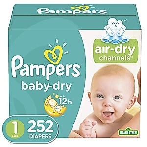 Diapers Newborn/Size 1, 252 Count - Pampers Baby Dry Disposable Baby Diapers, ONE Month Supply with Pampers Complete Clean Scented Baby Wipes, 1152 Count