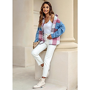 luvamia Womens Flannel Jacket Plaid Shirt Jacket Women Shacket Jacket Shackets For Fall Fashion Women Jeans Jacket For Women Fashion Size Medium Size 8 10