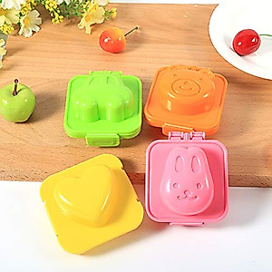 Qiilu Egg Molds, 6Pcs Set Food Grade PP Plastic, Decorative Food Shaping for Boiled Eggs, Box Preparation, Cute Shapes - Rabbit, Bear, Fish, Car, Star, Love Heart